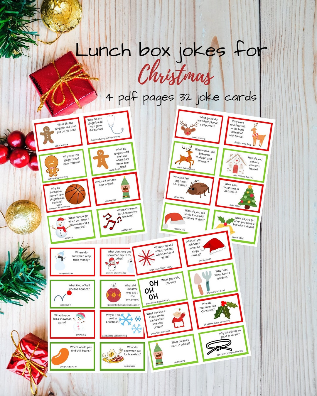 Printable Christmas Kids Lunch Box Jokes-printable School Notes-kids ...