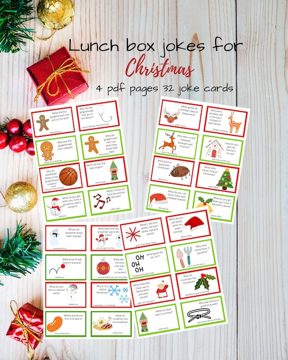 Printable Christmas Kids Lunch Box Jokes-printable School - Etsy