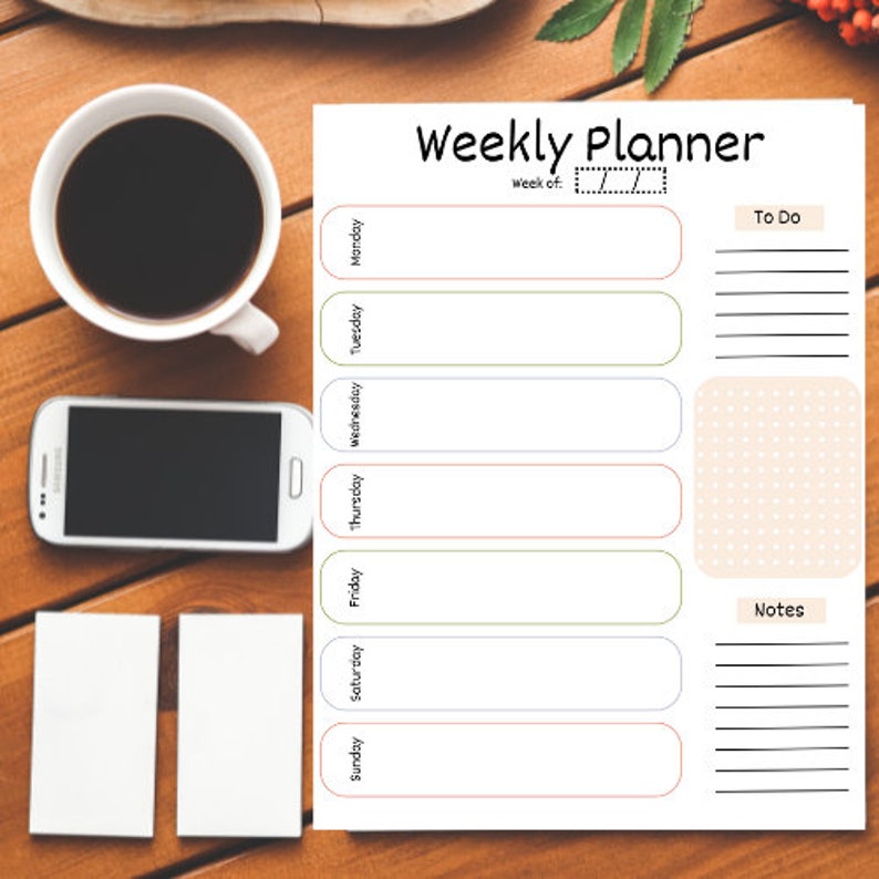 Printable Weekly Planner Monday Start Weekly Organizer - Etsy