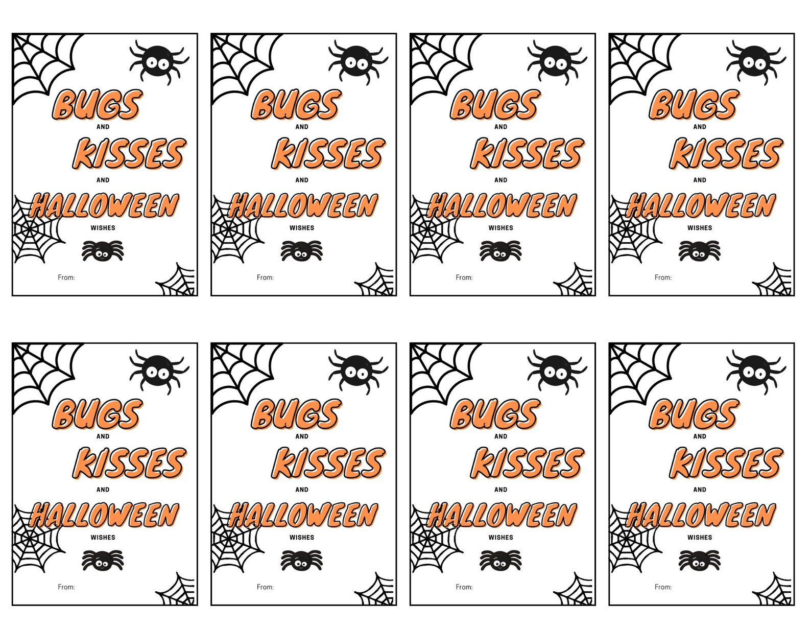 Bugs and Kisses Halloween Treat Tags, Printable Halloween Tags, Favor ...