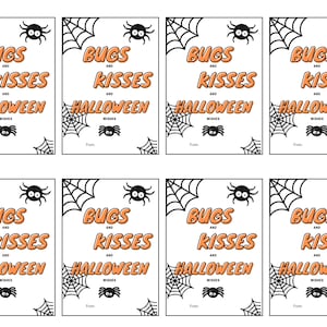 Bugs and Kisses Halloween Treat Tags, Printable Halloween Tags, Favor ...