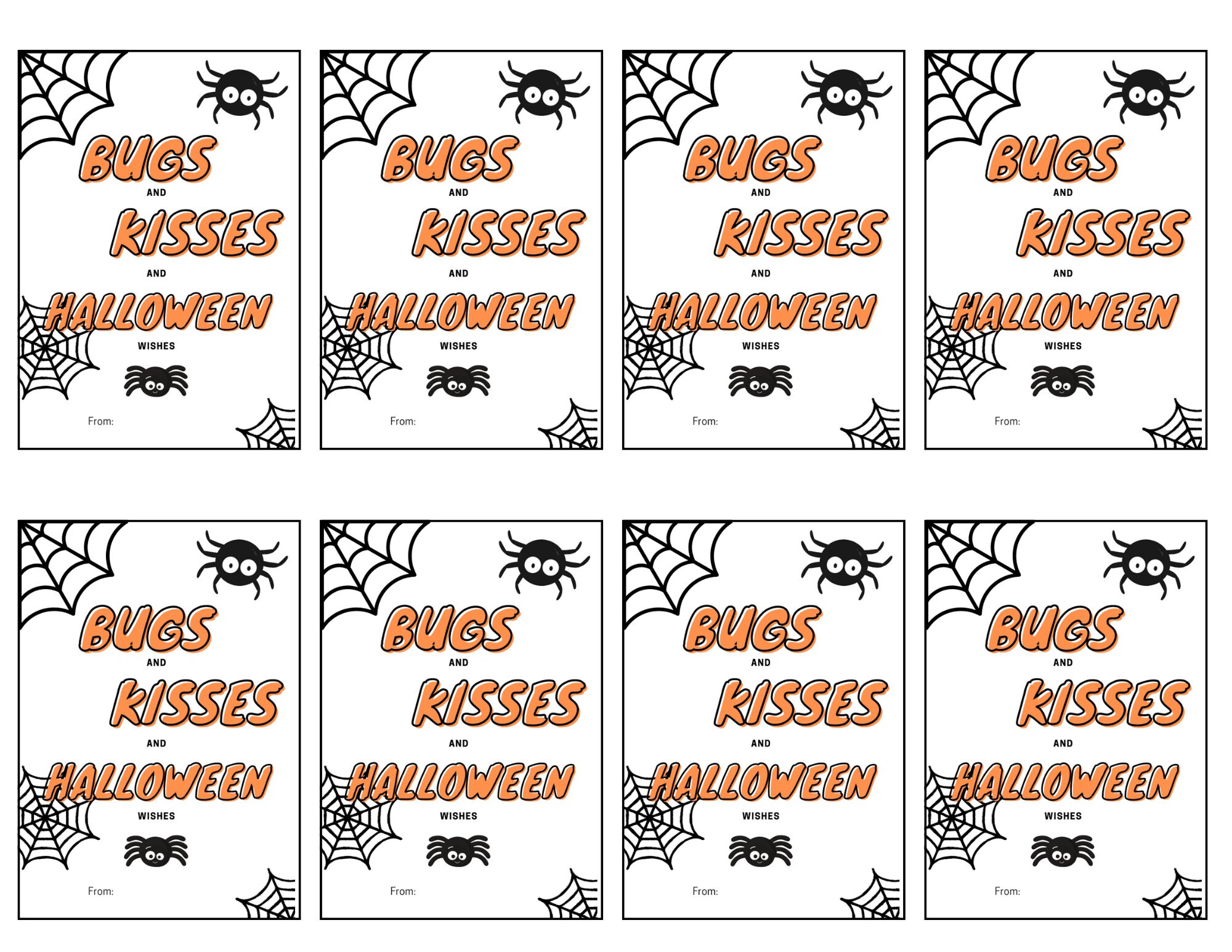 Bugs and Kisses Halloween Treat Tags, Printable Halloween Tags, Favor ...
