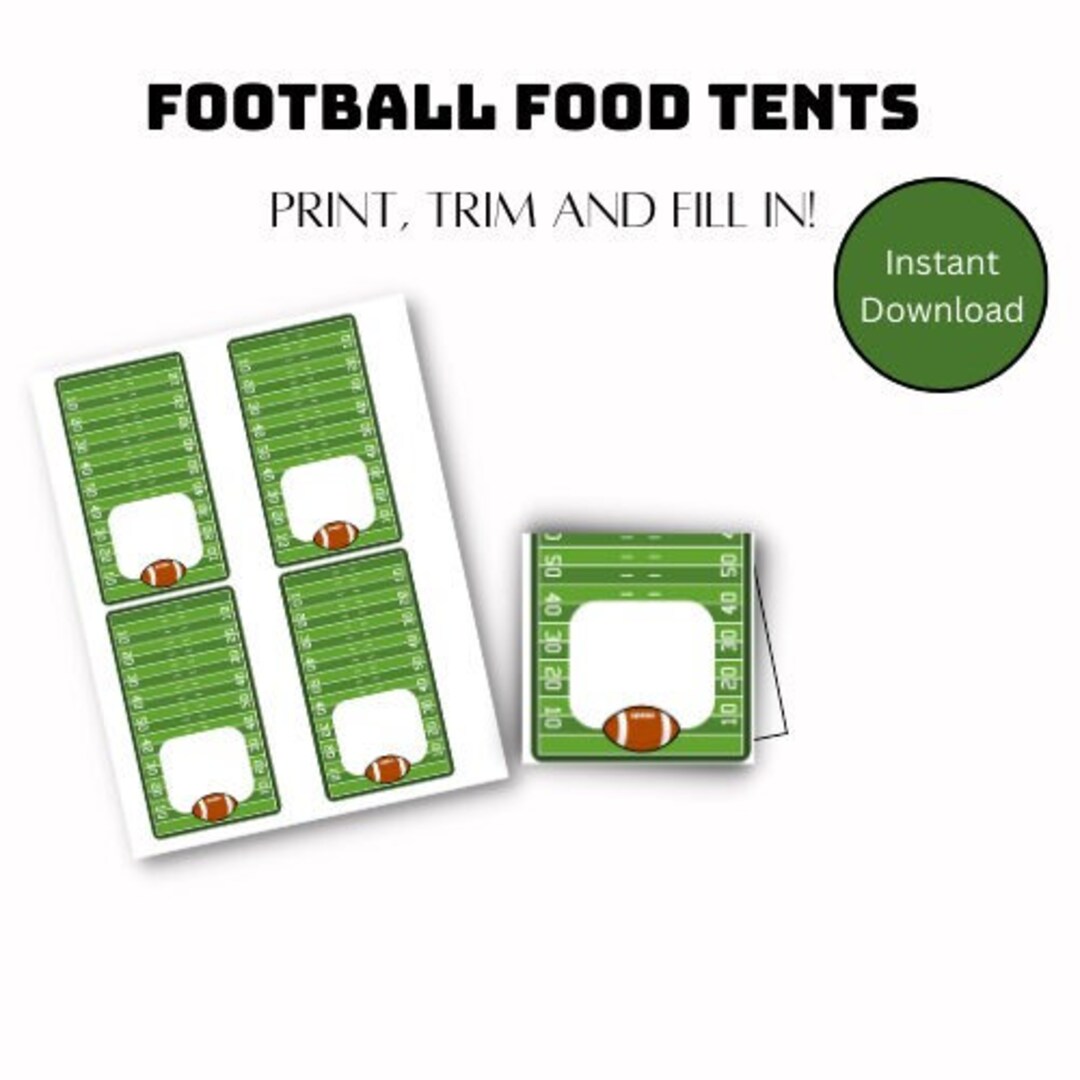 Football Party Food Tents, Football Party Decor (digital Download) - Etsy