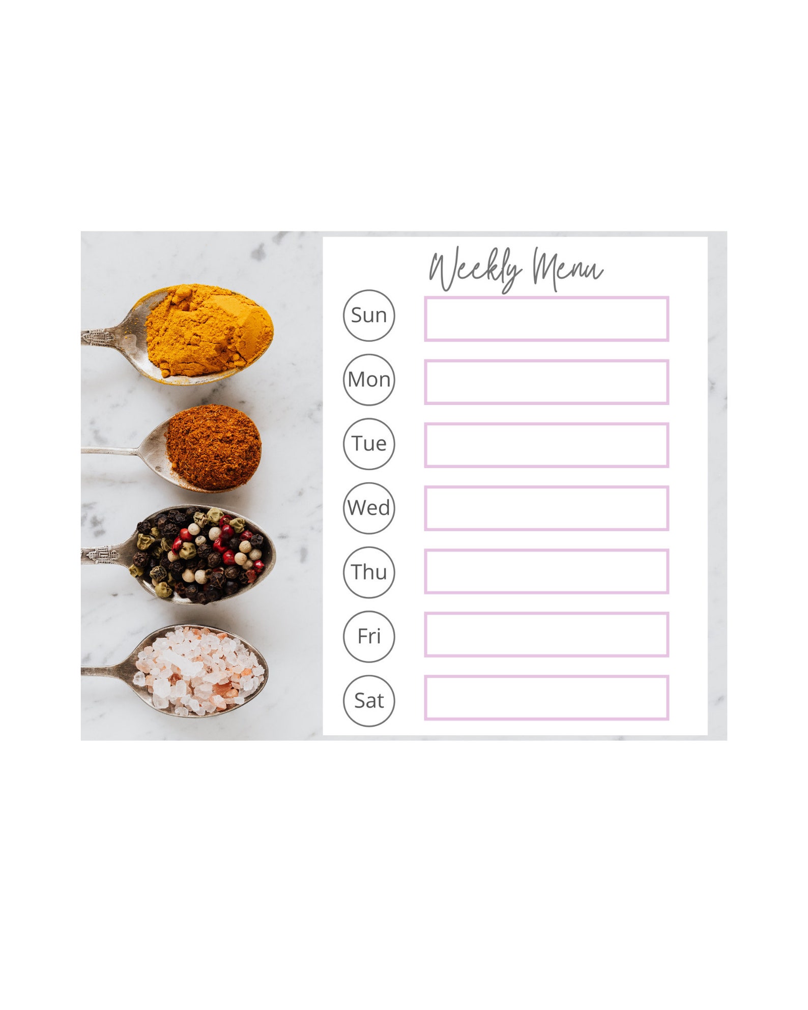 Weekly Menu Printable-weekly Planner-meal Planner-print on Demand-pdf ...