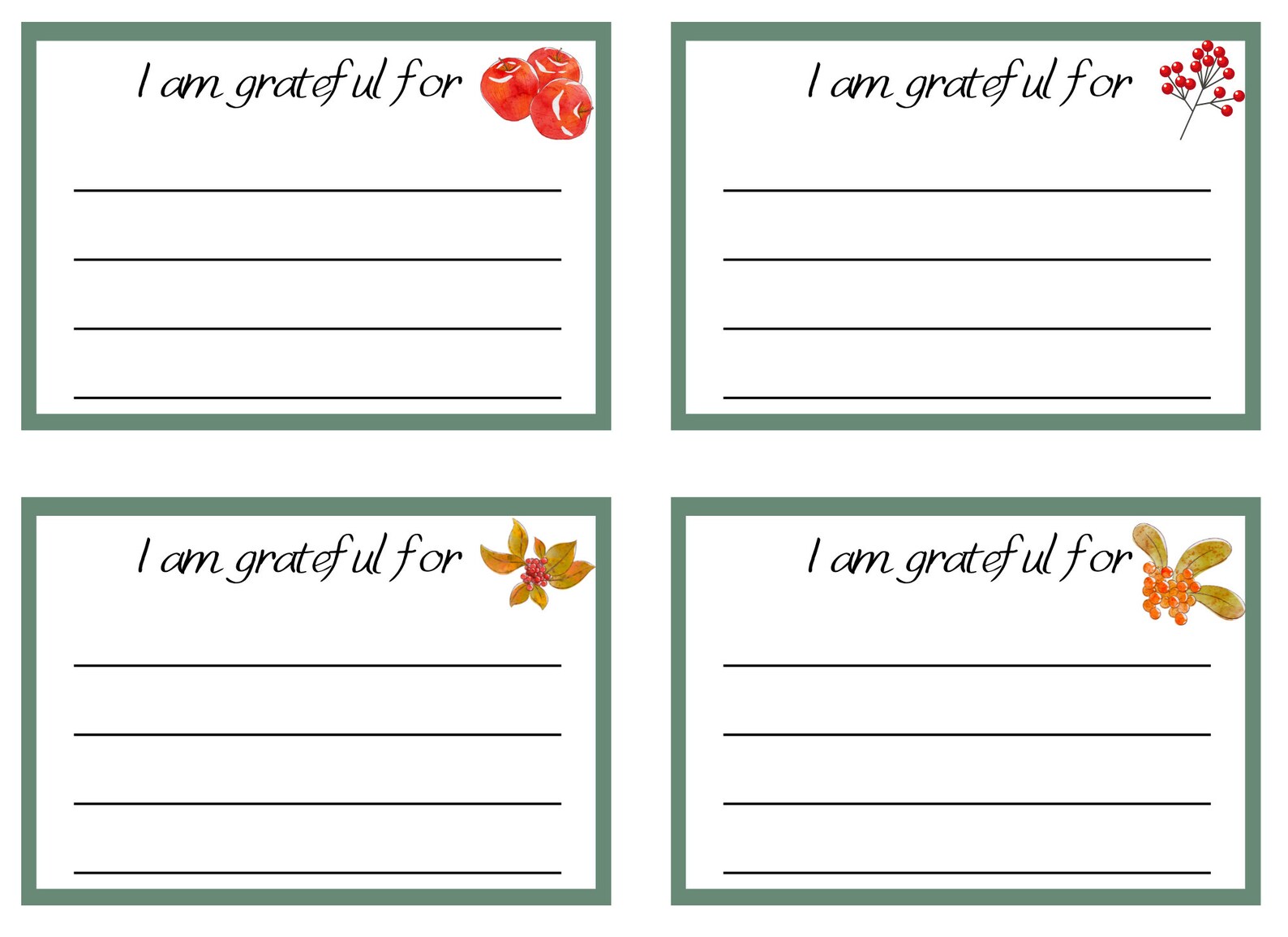 Printable Gratitude Cards- Thanksgiving- Printable Thanksgiving ...