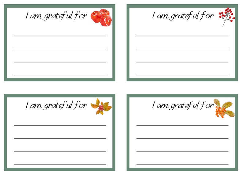 Printable Gratitude Cards- Thanksgiving- Printable Thanksgiving ...