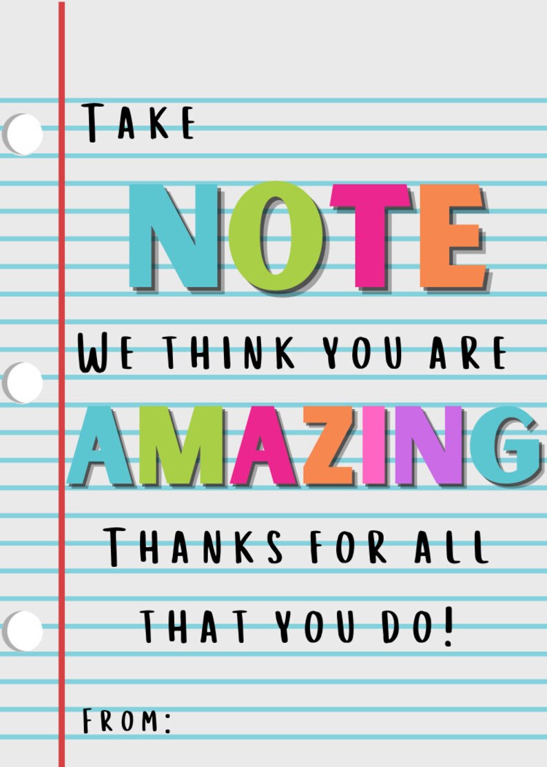 Printable Teacher Appreciation Tag, Notepad Thank You, Appreciation ...