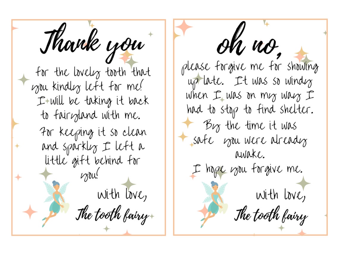 Tooth Fairy Letter, Letter From Tooth Fairy, Printable Note From Tooth ...