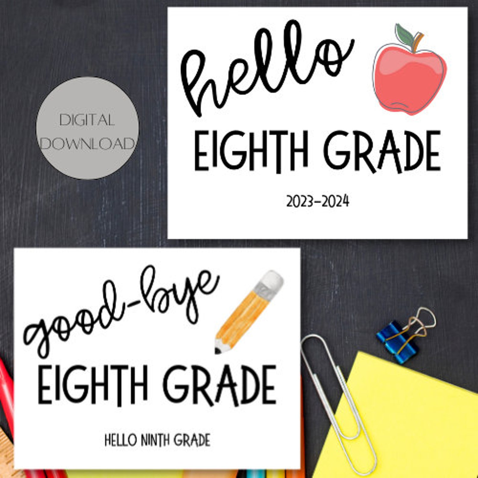 Printable First Day and Last Day of Eighth Grade Sign, Back to School ...