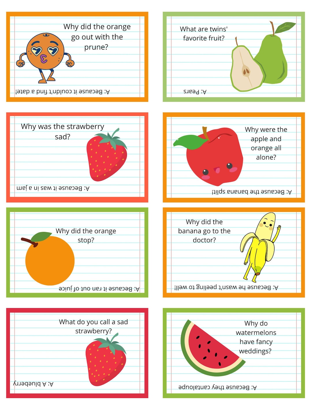 Kids Lunch Box Joke Cards- Printable- School Notes- Download - Etsy
