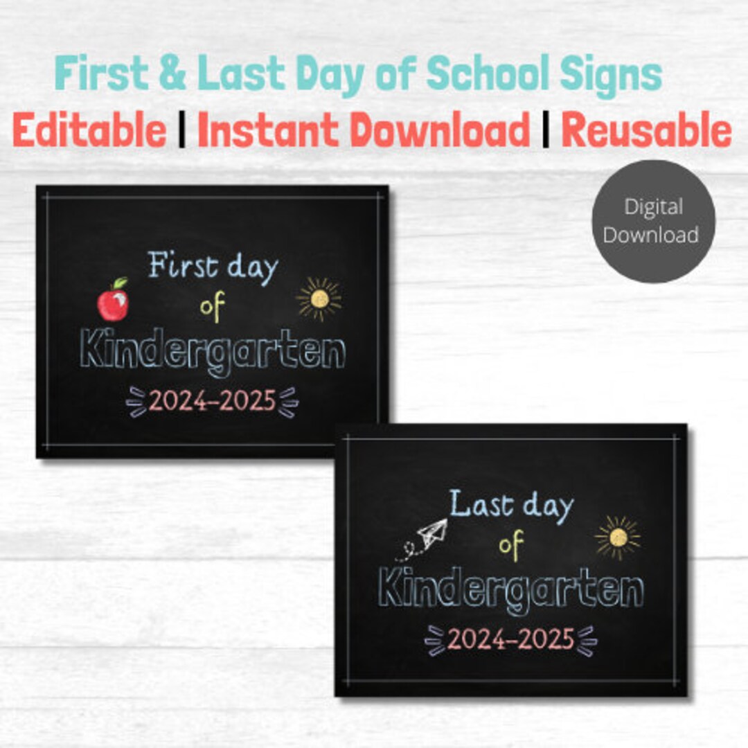First Day of School Chalkboard Printable, Back to School Sign, Last Day ...