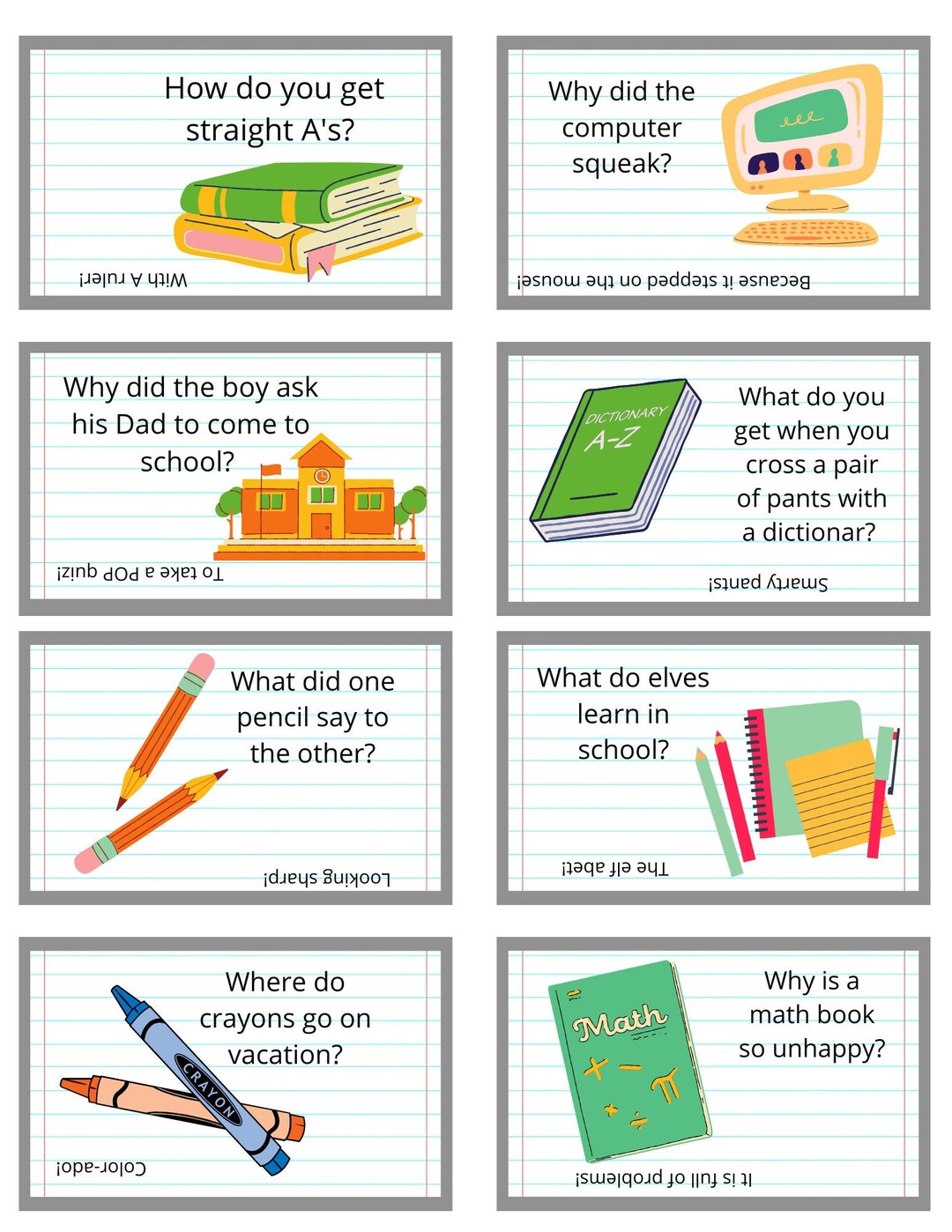 Kids Lunch Box Jokes-cards-jokes-printable-school Notes-instant ...