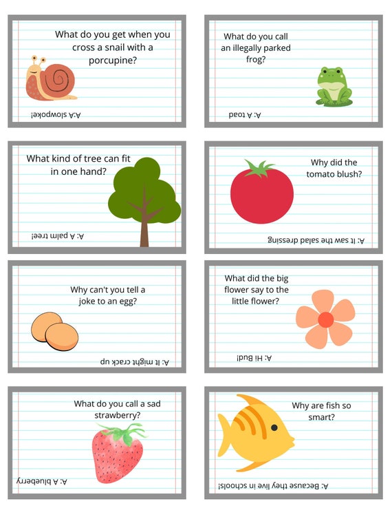 Kids Lunch Box Jokes-cards-jokes-printable-school - Etsy