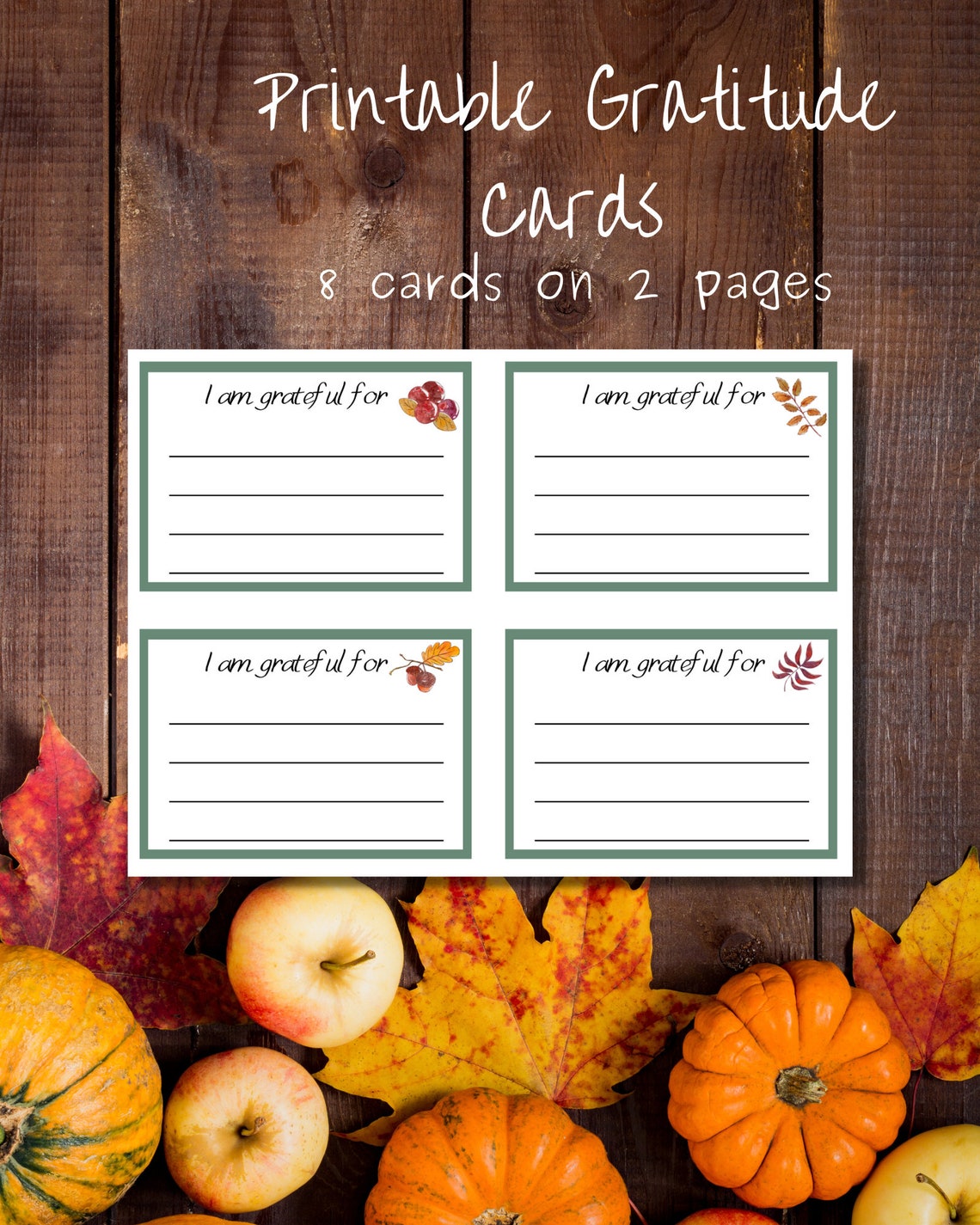 Printable Gratitude Cards- Thanksgiving- Printable Thanksgiving ...