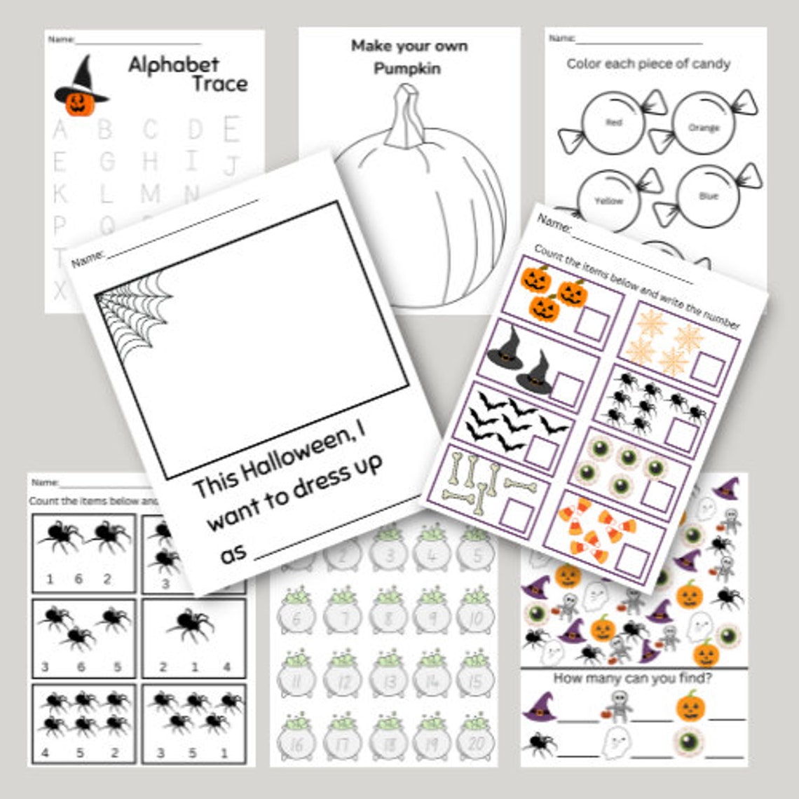 Printable Halloween Worksheets Bundle-homeschool-school-preschool ...
