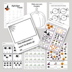 Printable Halloween Worksheets Bundle-homeschool-school-preschool ...