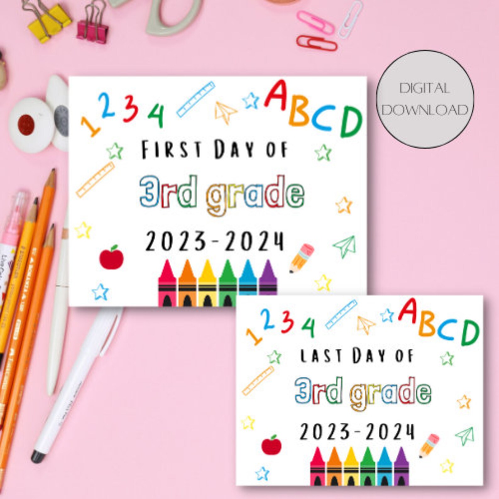 Printable First Day and Last Day of Third Grade Sign, Back to School ...