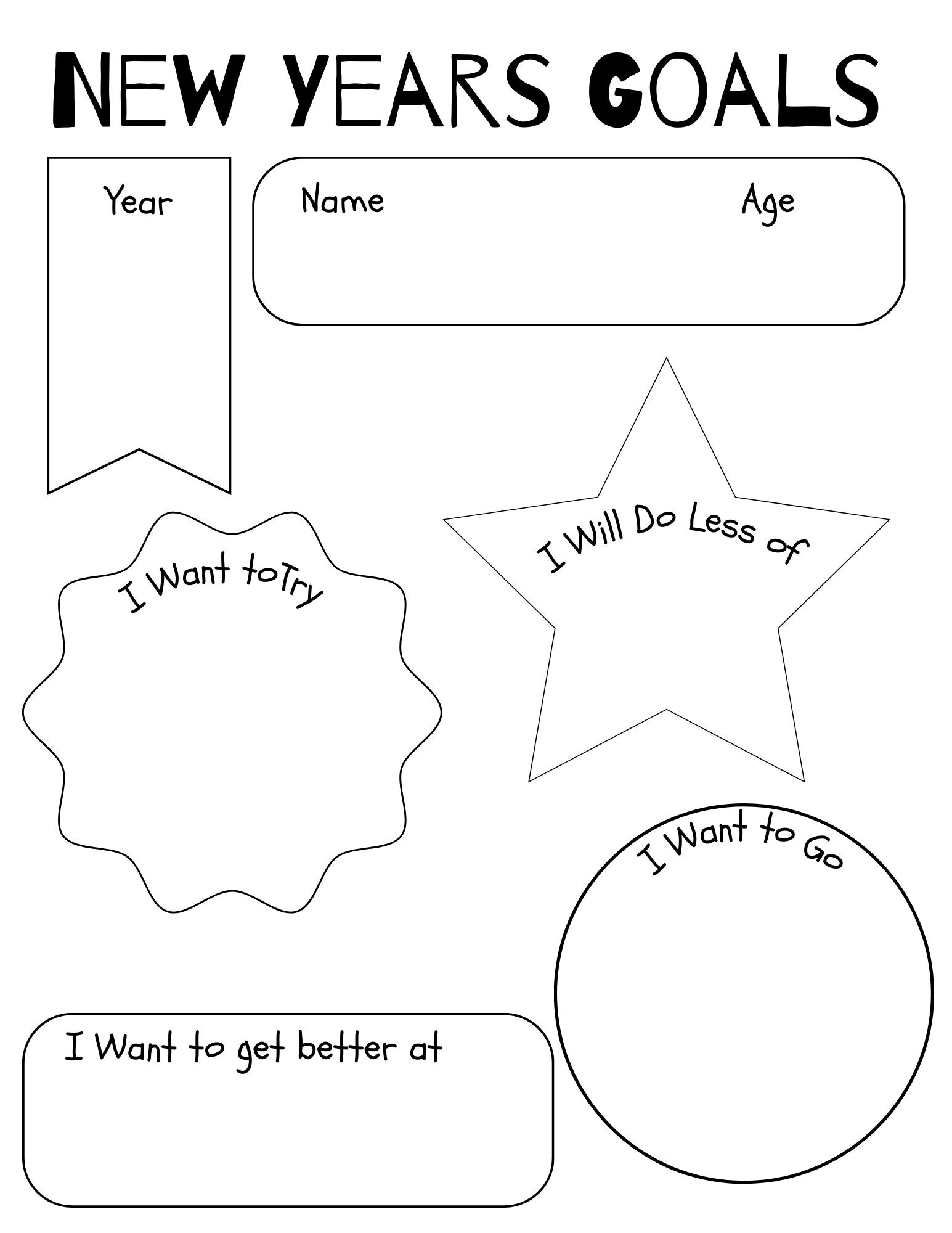 Kids New Years Resolution Printable- Year in Review Printable-new Years ...