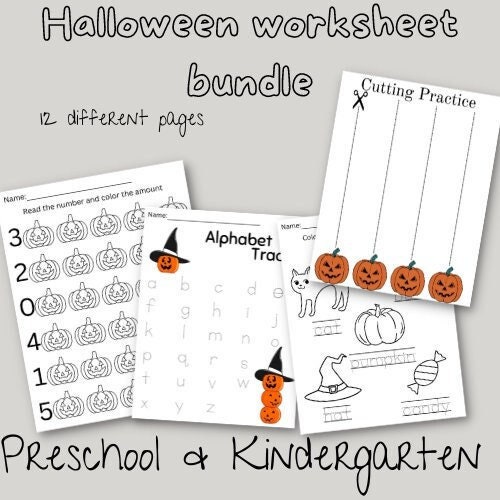 Printable Halloween Worksheets Bundle-homeschool-school-preschool ...