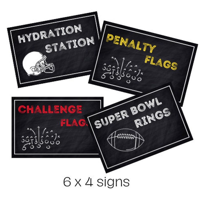 Printable Football Party Signs, Football Printable Decor, Super Bowl ...