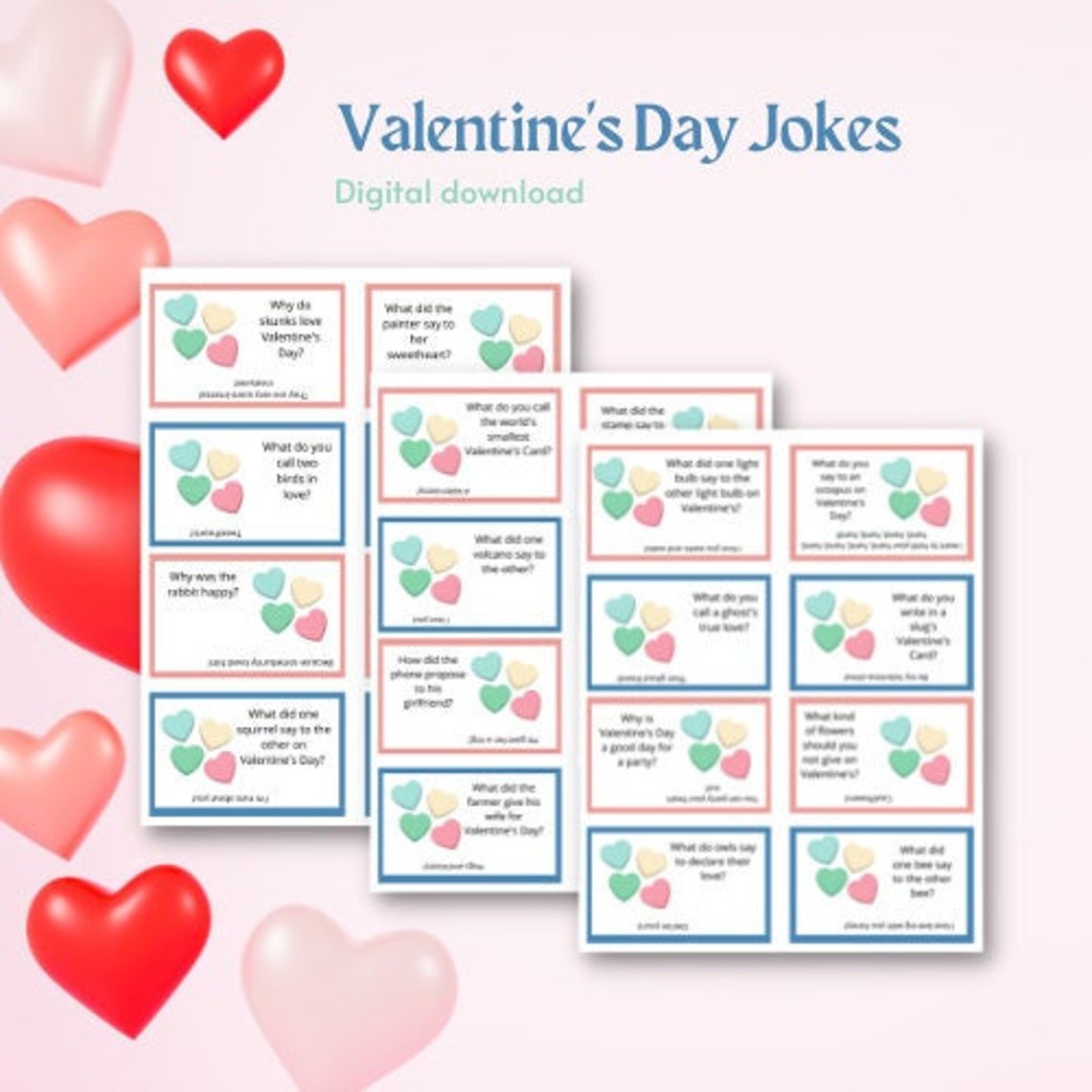 Printable Valentine's Kids Lunch Box Jokes-printable School Notes-kids ...