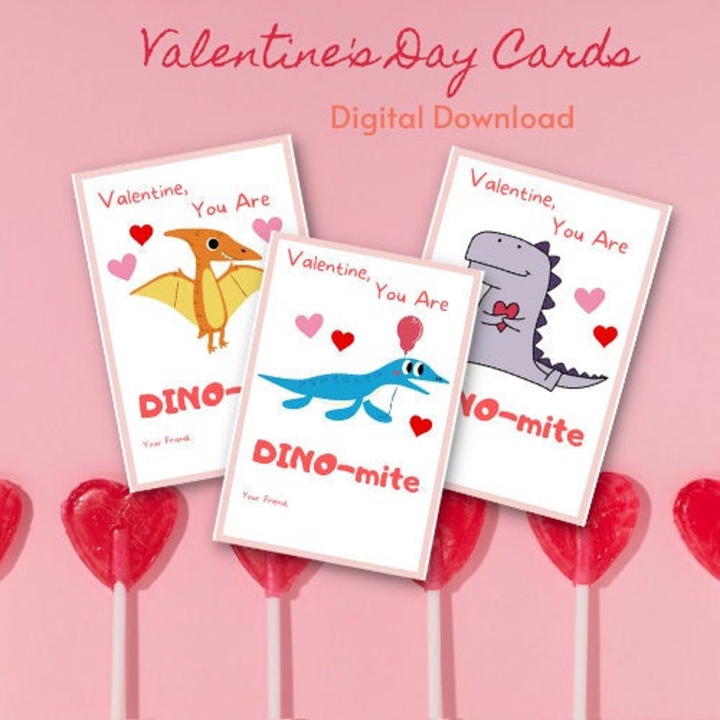 Printable Dinosaur Valentines Cards for Kids, Dinosaur Printable ...