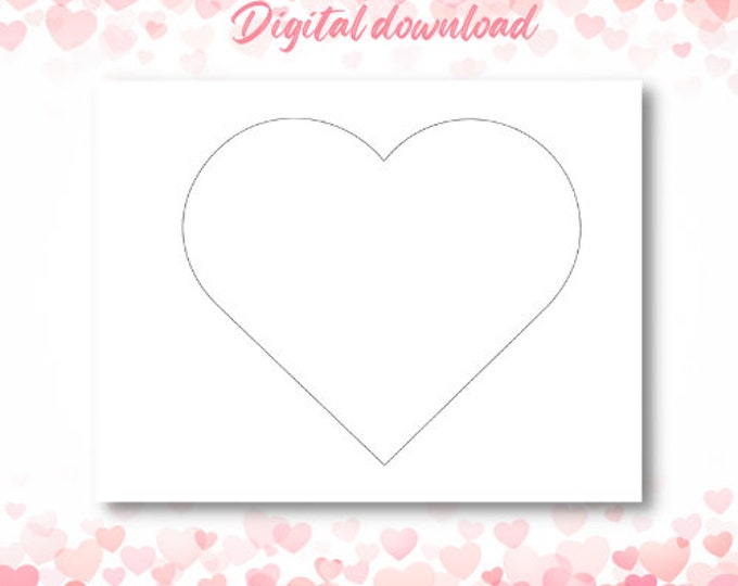 6 Inch Heart Printable Template-large Heart Cutout-valentines Day Decor ...