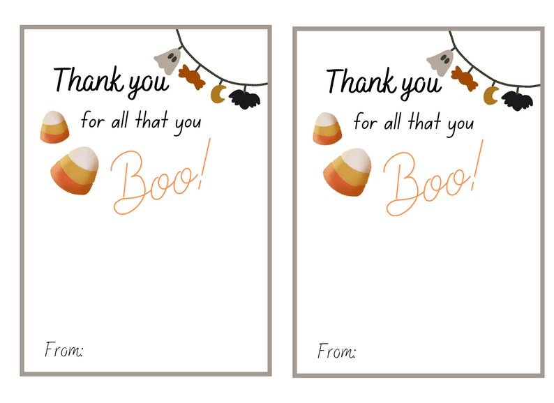Printable Halloween Thank You Card-printable Gift Card Holder-halloween ...