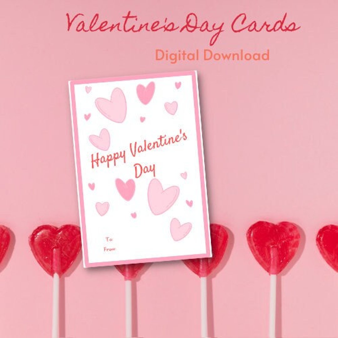 Printable Heart Valentines Cards for Kids,happy Valentines Day ...