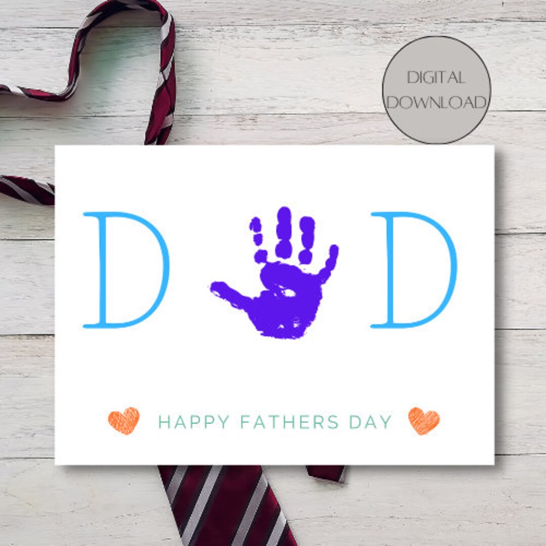 Father's Day Hand Print Download, Father's Day Gift, Kids Craft, Gift ...