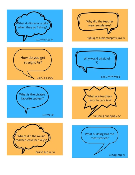 Kids Lunch Box Jokes-cards-jokes-printable-school - Etsy