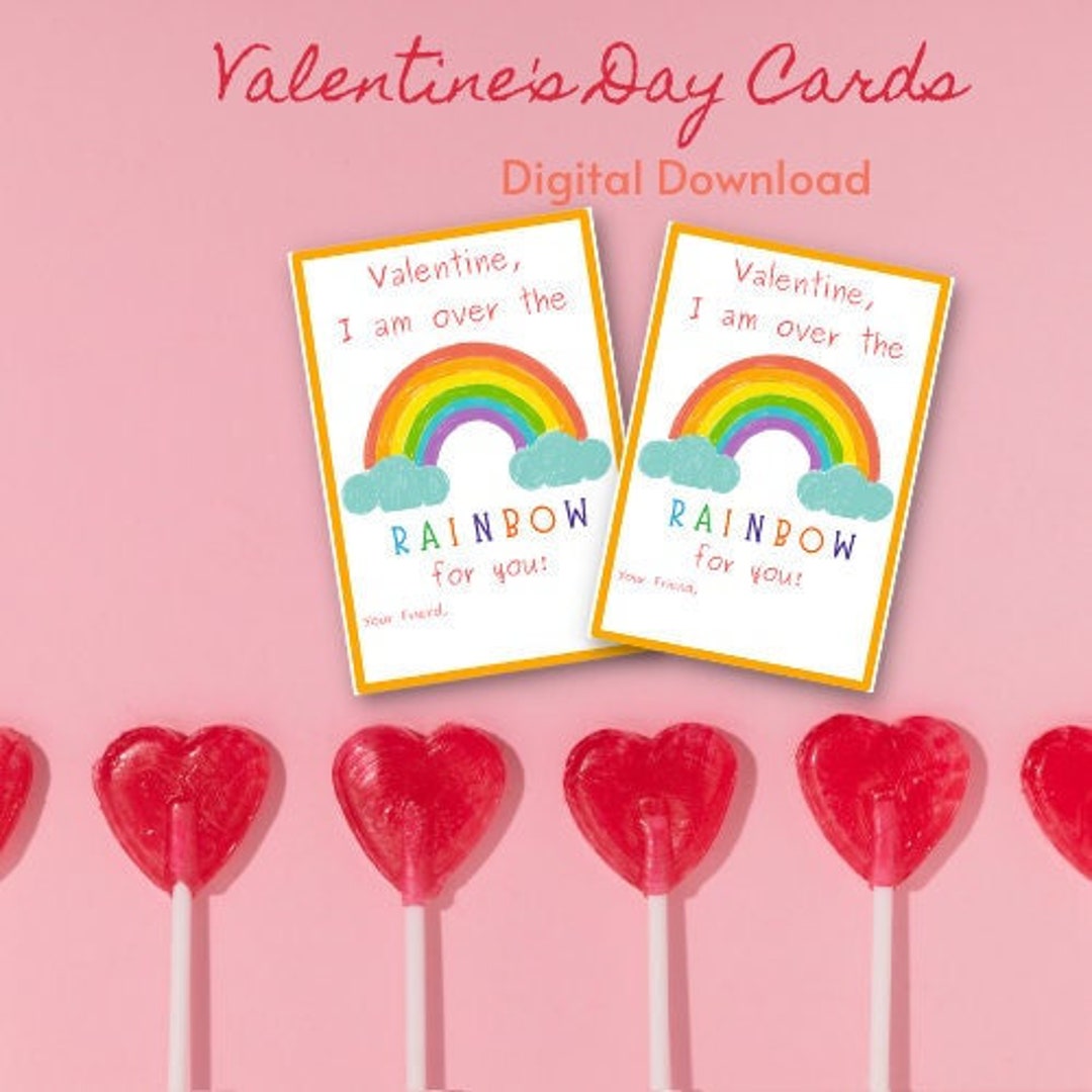 Rainbow Valentine's Day Card Printable- Printable Card- Printable ...