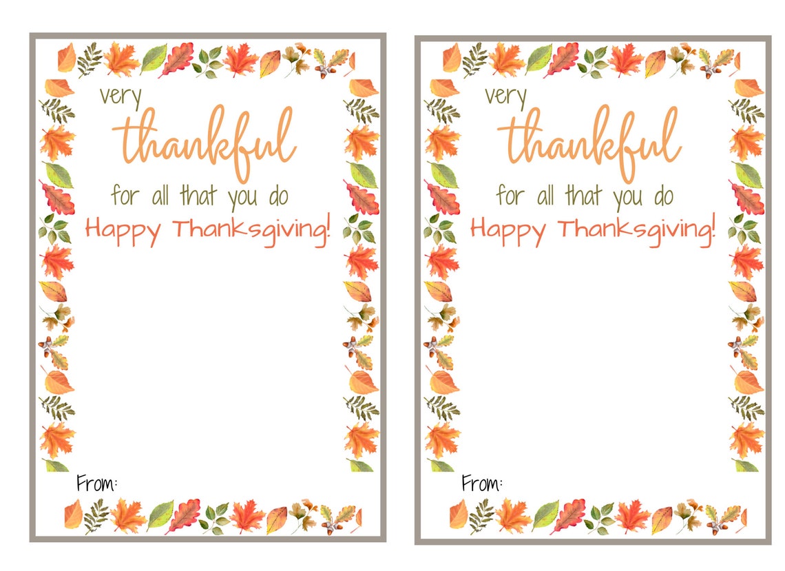 Printable Thanksgiving Thank You Card Printable Gift Card - Etsy