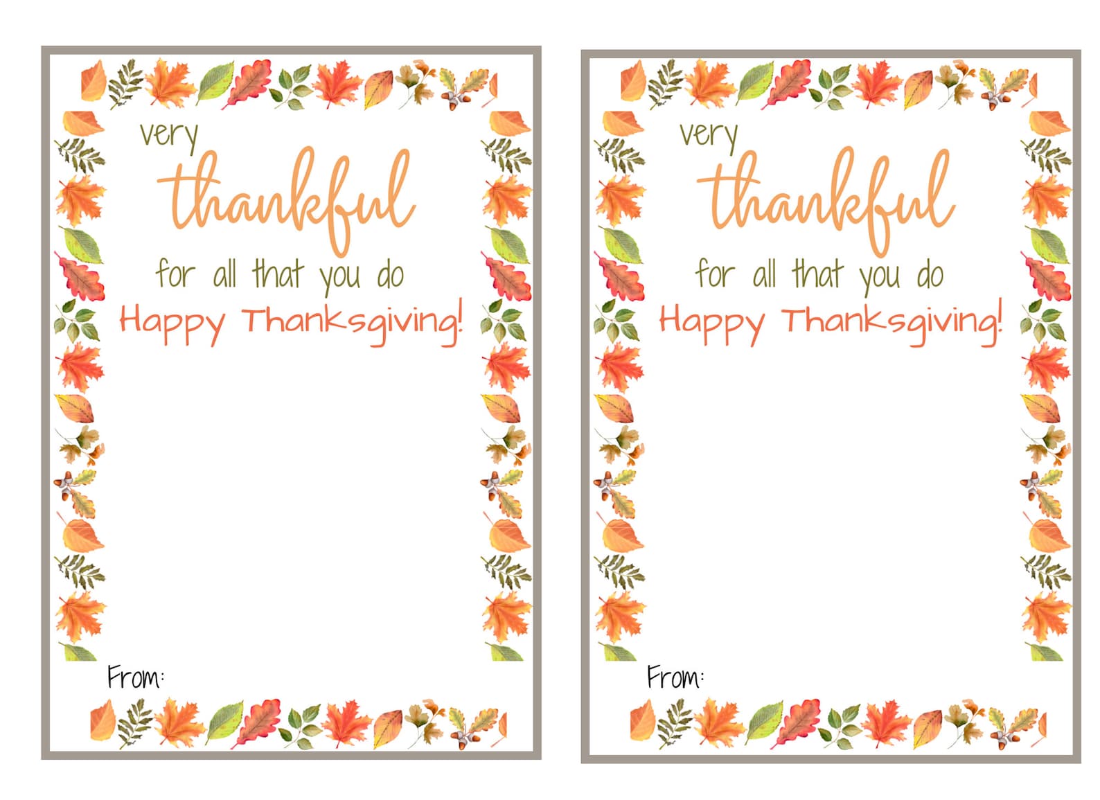 Printable Thanksgiving Thank You Card- Printable Gift Card Holder ...