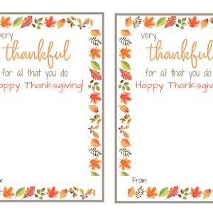 Printable Thanksgiving Thank You Card- Printable Gift Card Holder ...