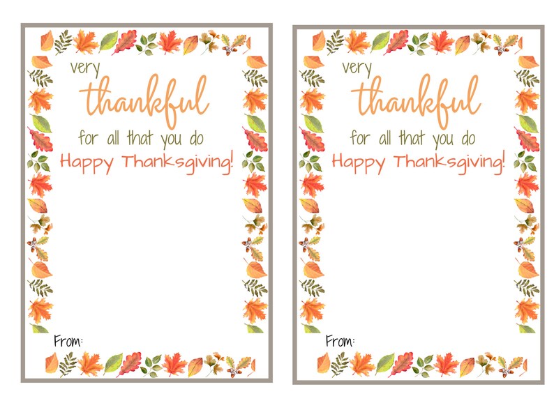 Printable Thanksgiving Thank You Card- Printable Gift Card Holder ...