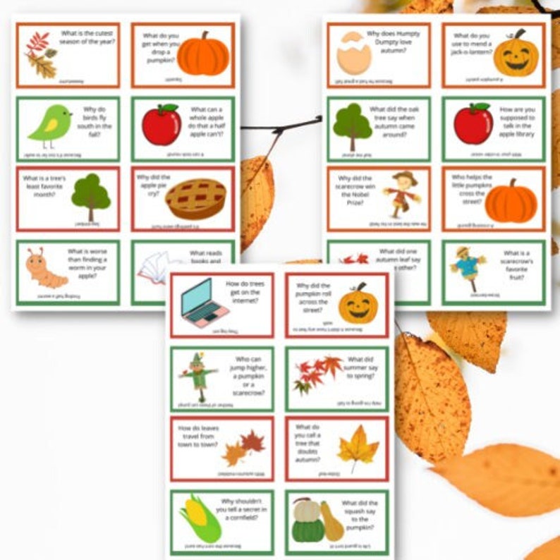 Printable Autumn Kids Lunch Box Jokes-printable Fall Lunch Box Jokes ...