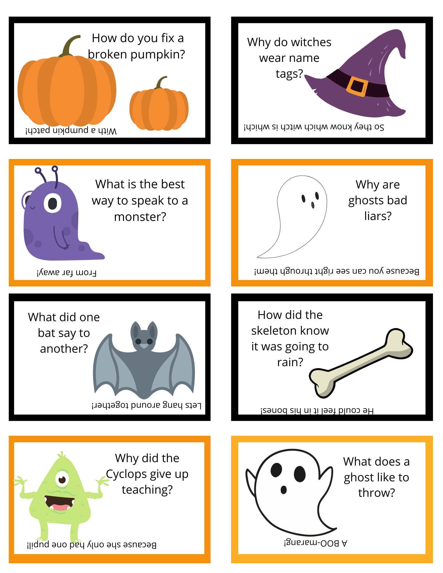 Printable Halloween Kids Lunch Box Jokes-printable School Notes-kids ...