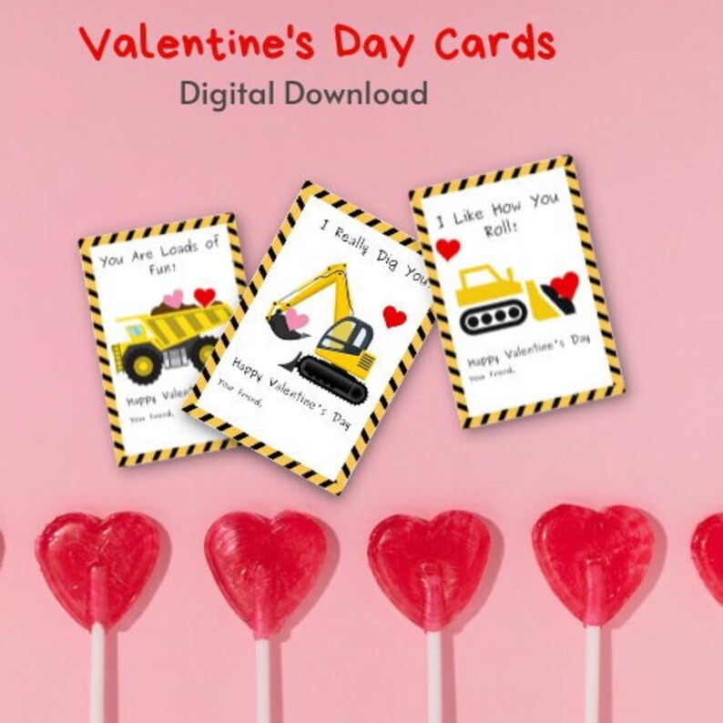 Construction Valentine's Day Card Printable- Printable Gift Tag ...
