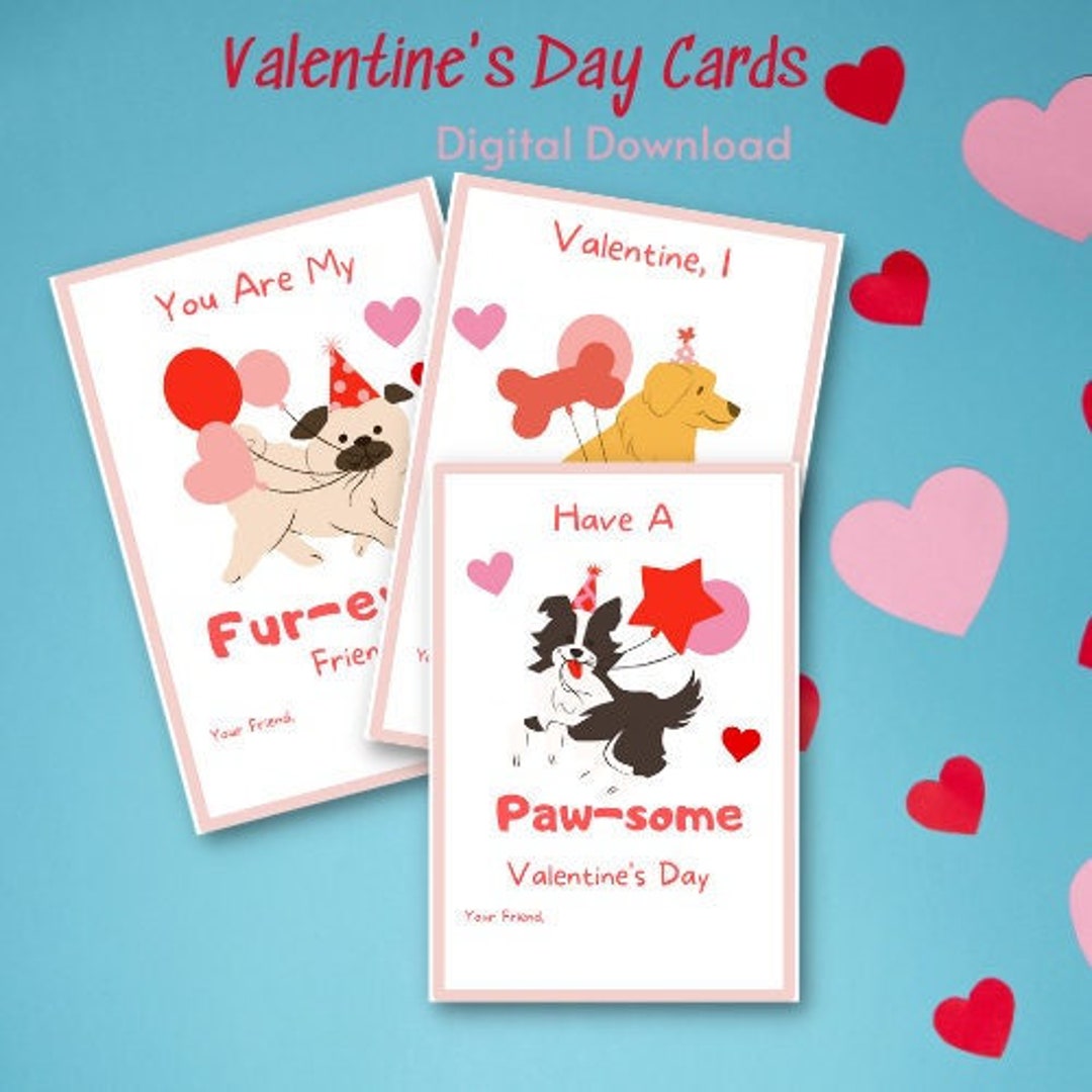 Dog Valentine's Day Card Printable- Printable Card- Printable Classroom ...