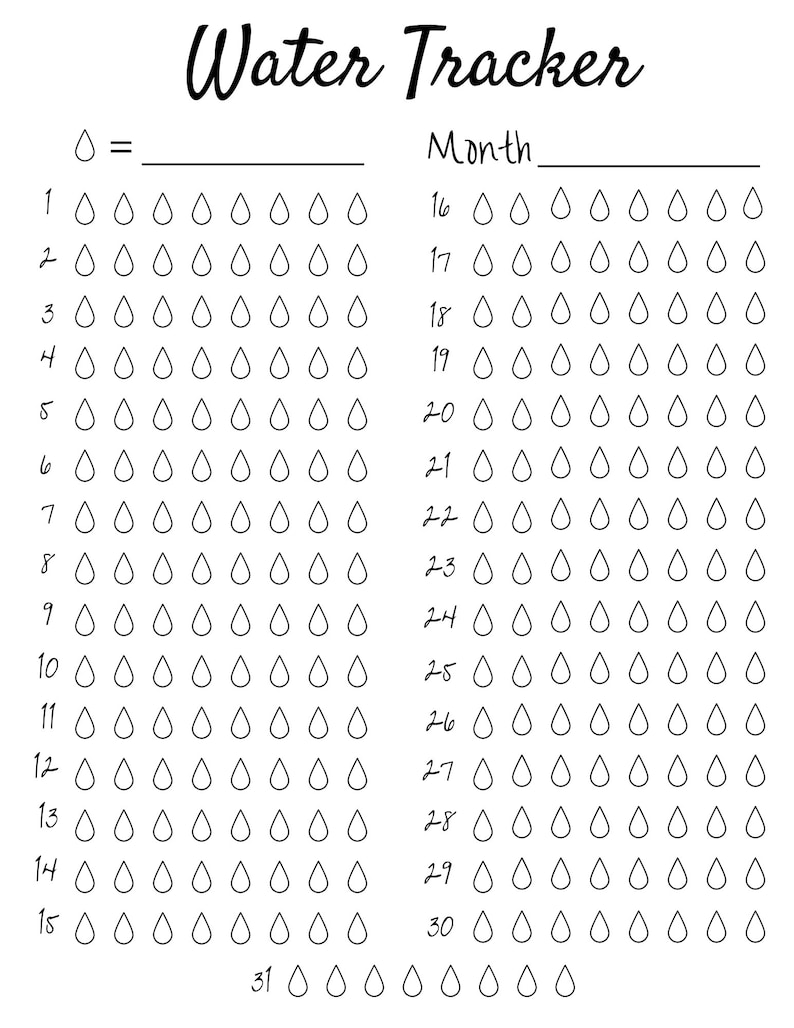 Water Intake Tracker, Water Tracker, Daily Habit Tracker, Printable ...