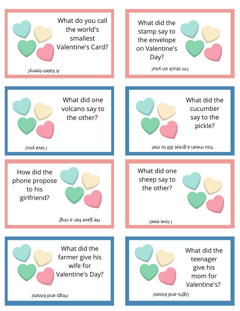 Printable Valentine's Kids Lunch Box Jokes-printable School Notes-kids ...