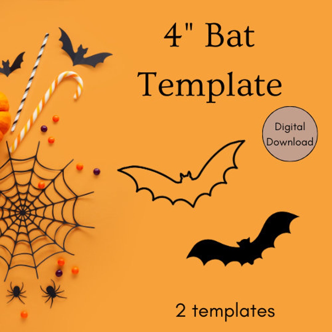4 Inch Bat Template, Shape Template, Halloween Bat, Diy Decor ...