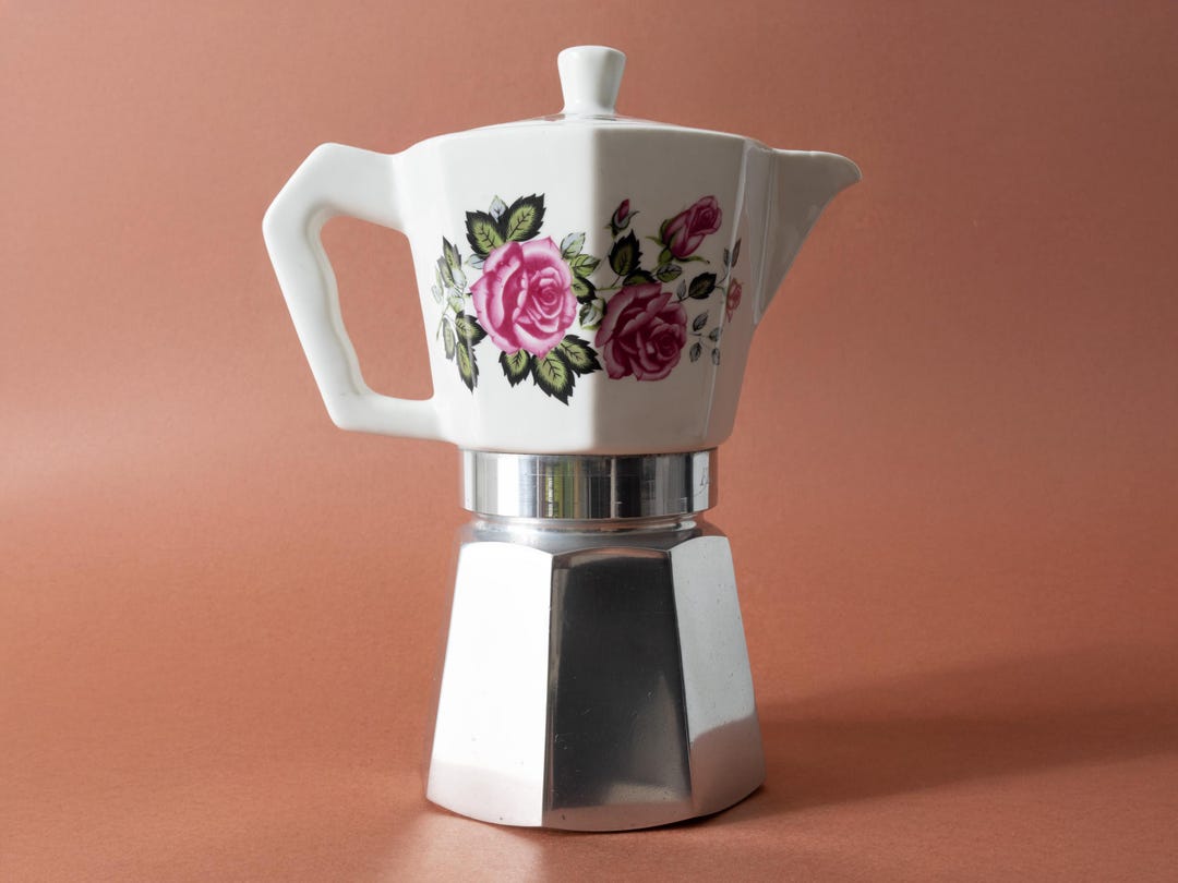 Vintage Coffee Maker With Flowers Art Ceramic Pot, Flory Express ...