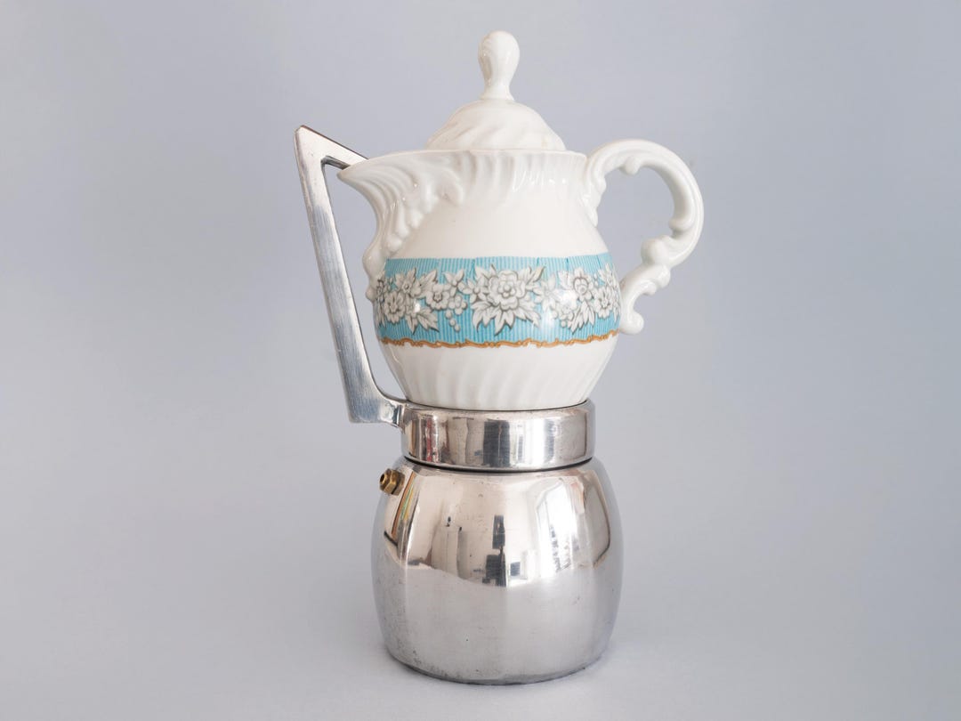 Vintage Coffee Maker With Flowers Art Ceramic Pot, Collectible Large ...