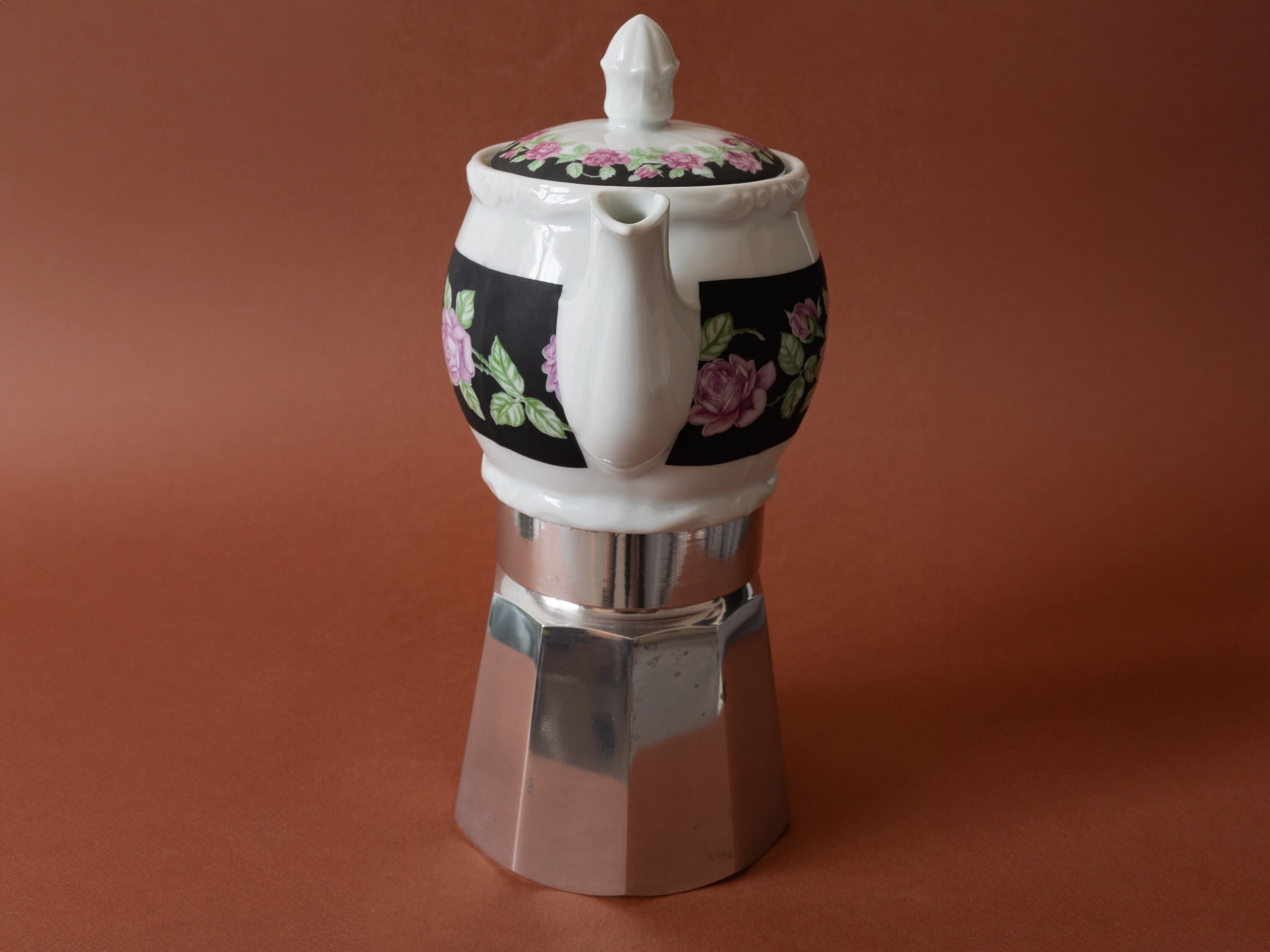 Vintage Coffee Maker With Flowers Art Ceramic Pot, Collectible Roses ...