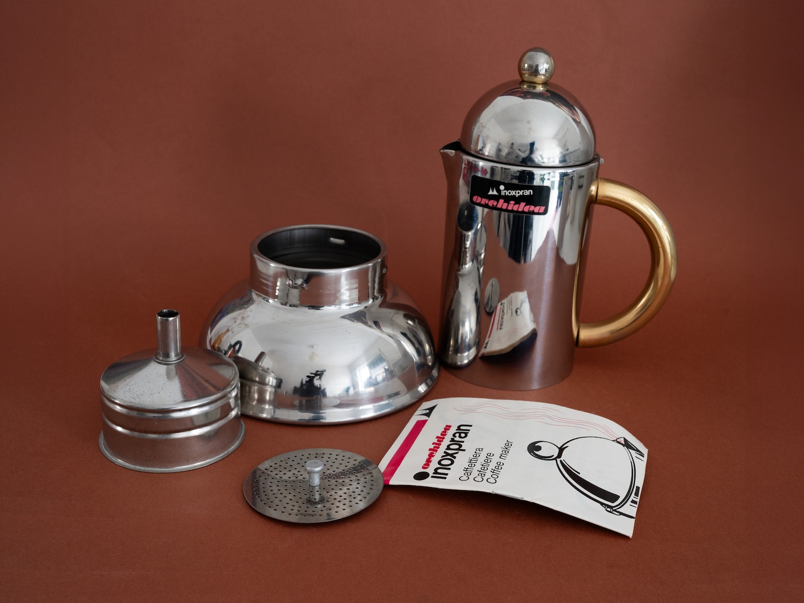 80s Italian Coffee Maker "inoxpran Orchidea Gold Line", Vintage ...