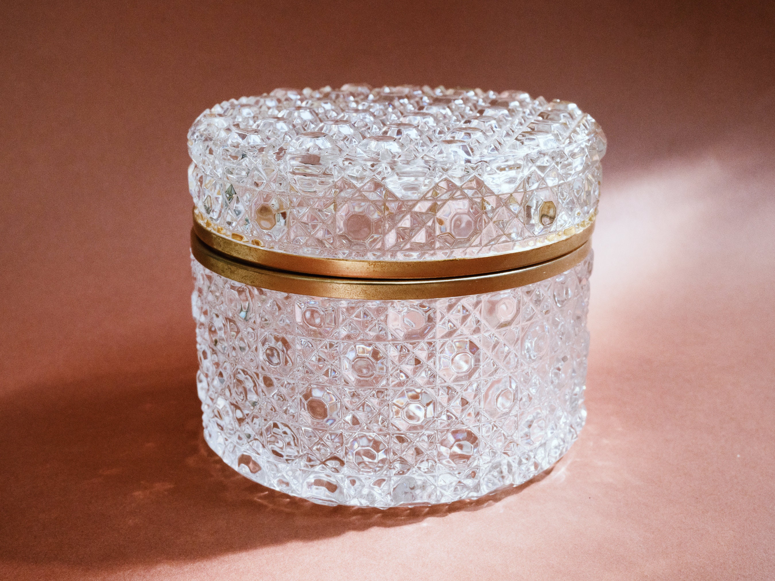 Vintage Crystal Table Casket With a Gilt Metal Mount Chic - Etsy