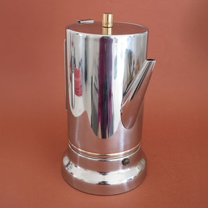 Rare Italian Large Moka Pot, Stainless Still Stovetop Art Deco Coffee ...