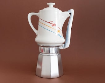 Vintage Coffee Maker With Flowers Art Ceramic Pot, Rustic Cottagecore ...
